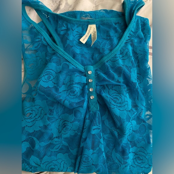 Color Story | Tops | Set Of 2 Color Story Tanks One Tealblue Sheer Lace ...